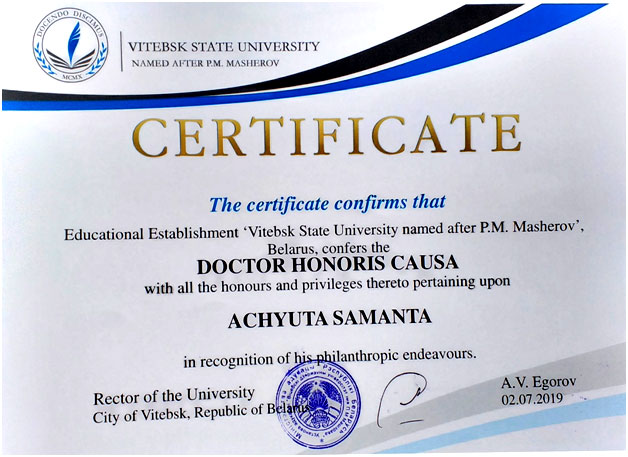 Achyuta Samanta gets Doctorate Degree from Vitebsk State University ... Achyuta Samanta gets Doctorate Degree from Vitebsk State University ...