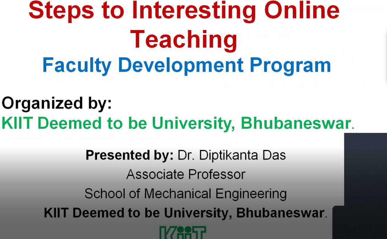 Faculty Development Programme 2021 at KIIT School of Mechanical ...